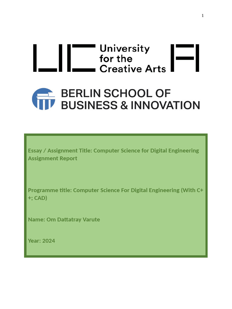Computer Science For Digital Engineering Assignment Report | PDF ...