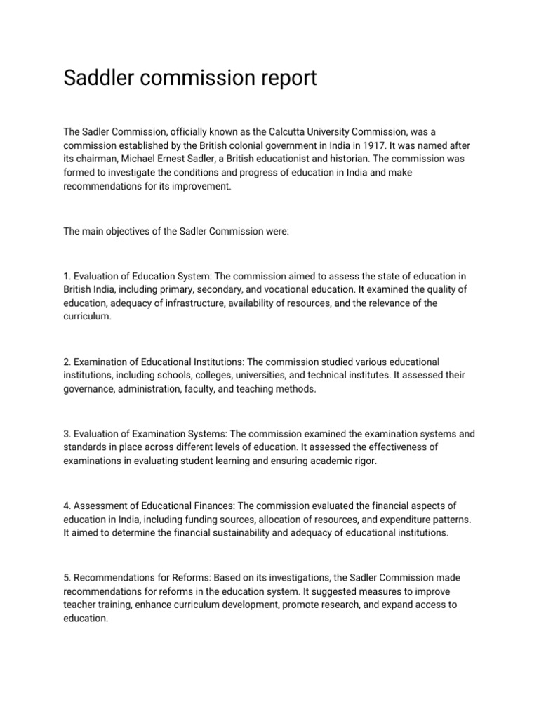 Saddler Commission Report | PDF | Standardized Tests