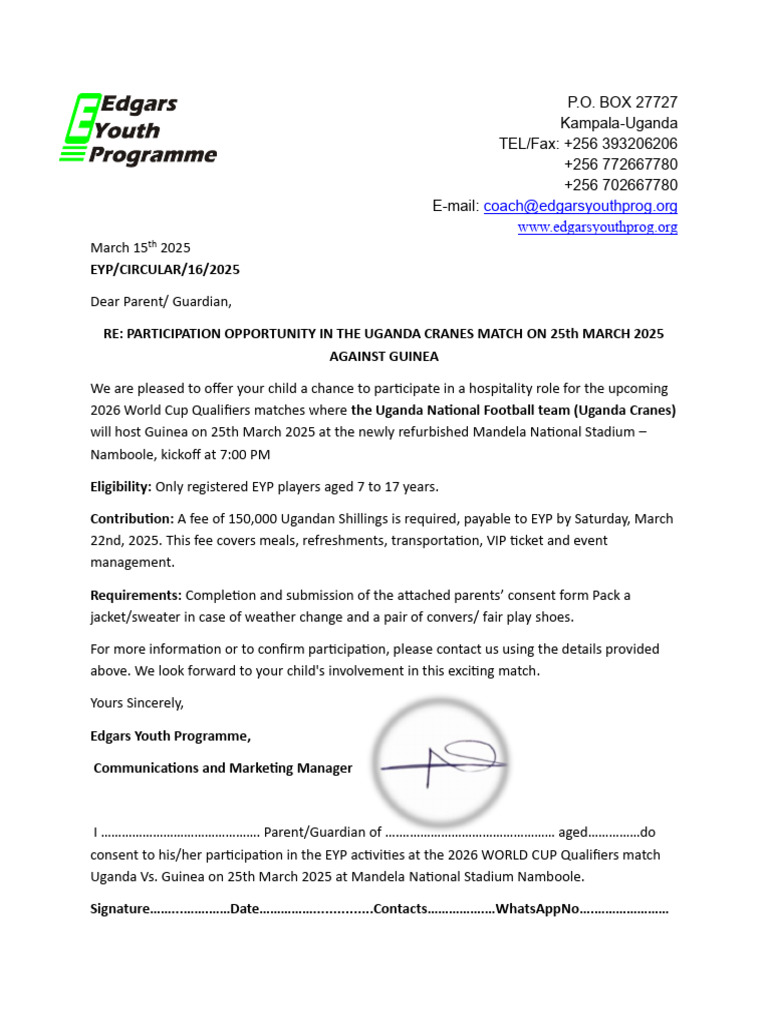 Namboole Letter | PDF