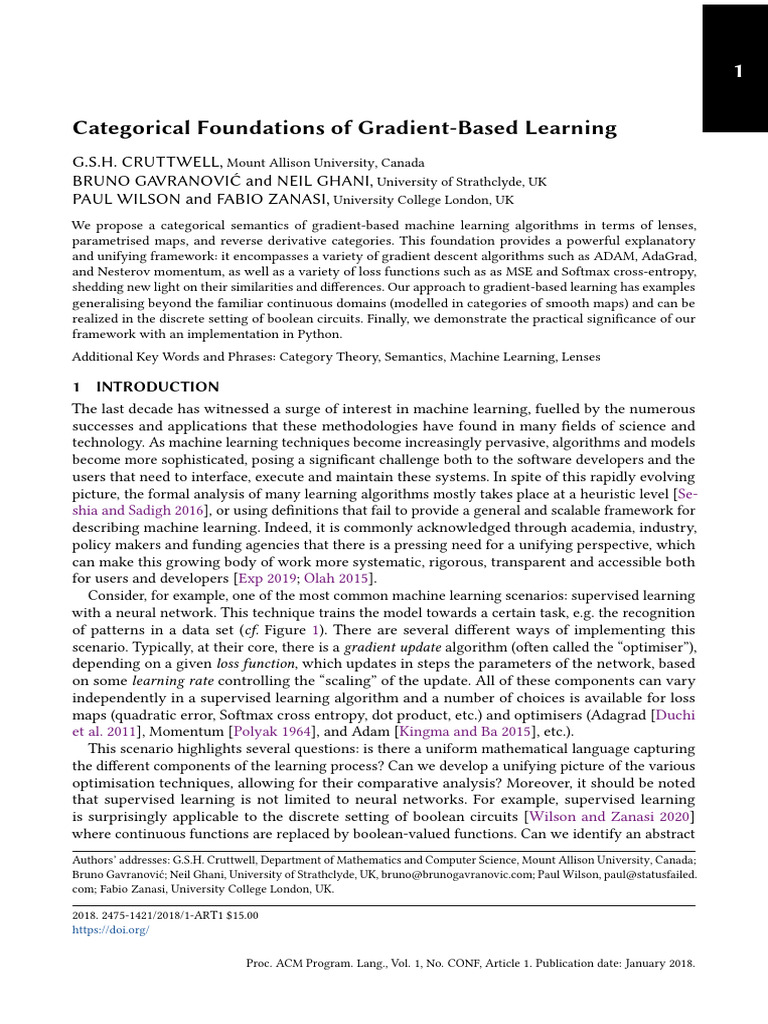 Cruttwell Et Al. - 2021 - Categorical Foundations of Gradient-Based Learning | PDF | Category ...