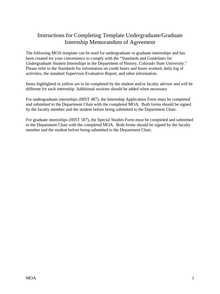 MOA Internship Memorandum of Agreement Undergraduate | PDF | Workers ...