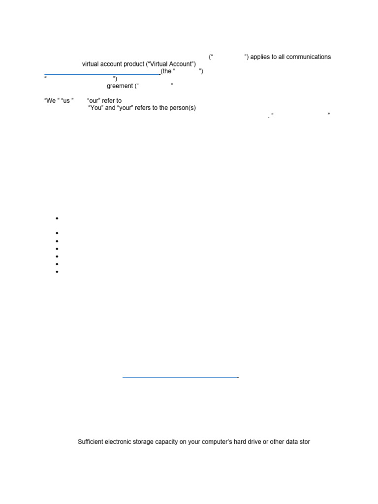 Electronic Communication Agreement for Virtual Account | PDF | Internet | Computing
