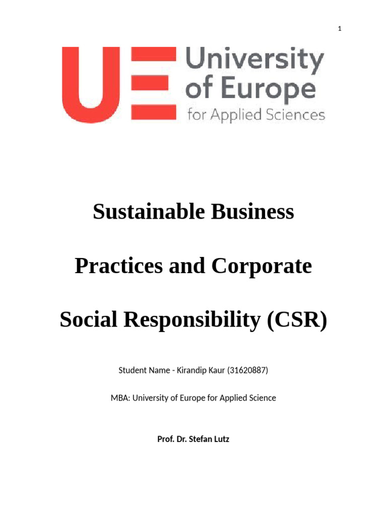 CSR and Sustainable Business Practices | PDF | Corporate Social ...