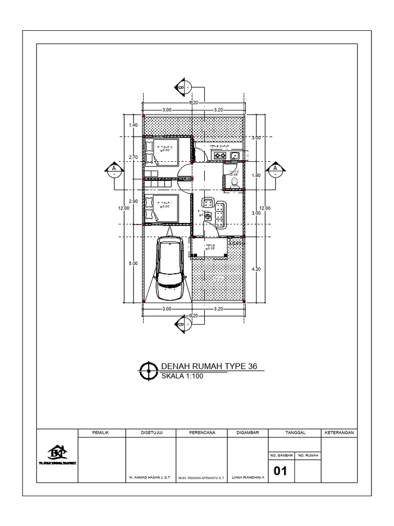 Denah Rumah Type 36 Skala 1:100 | PDF