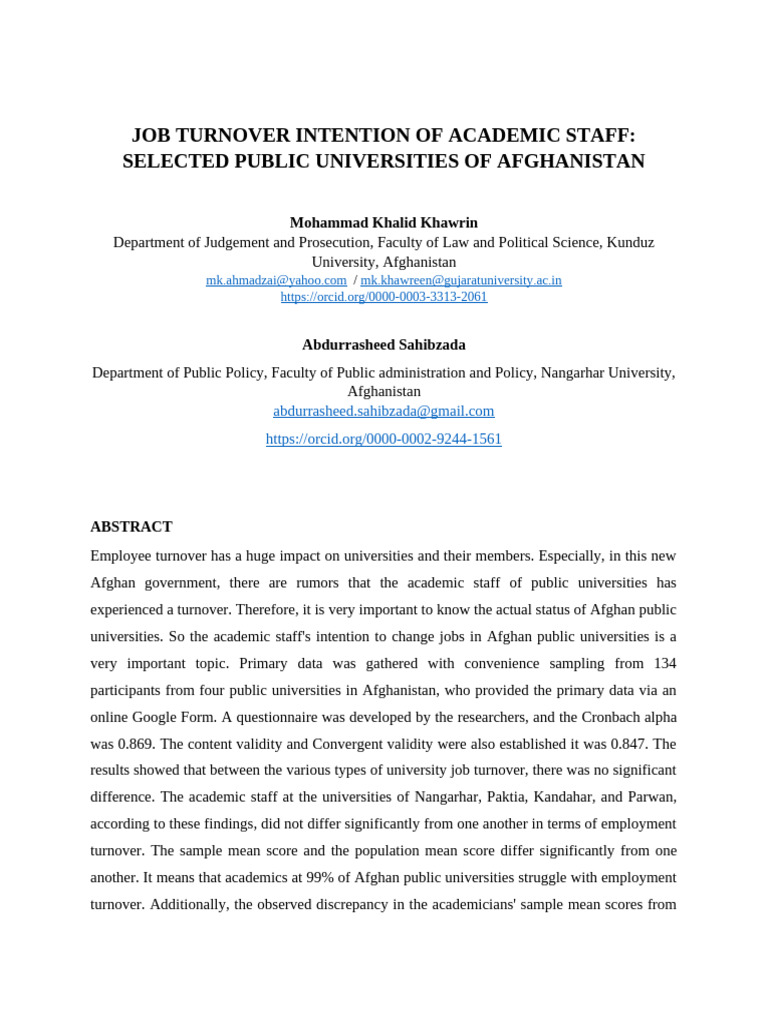 Job Turnover Intention of Academic Staff | PDF | Turnover (Employment) | Employee Retention