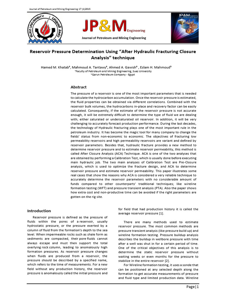 JPME Volume 17 Issue 1 Pages 1-16 | PDF | Petroleum Reservoir | Pressure