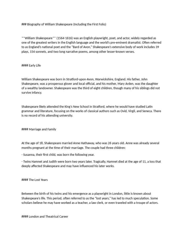 L.O Research + Shakespeare Biography and Ems Advertisement | PDF ...