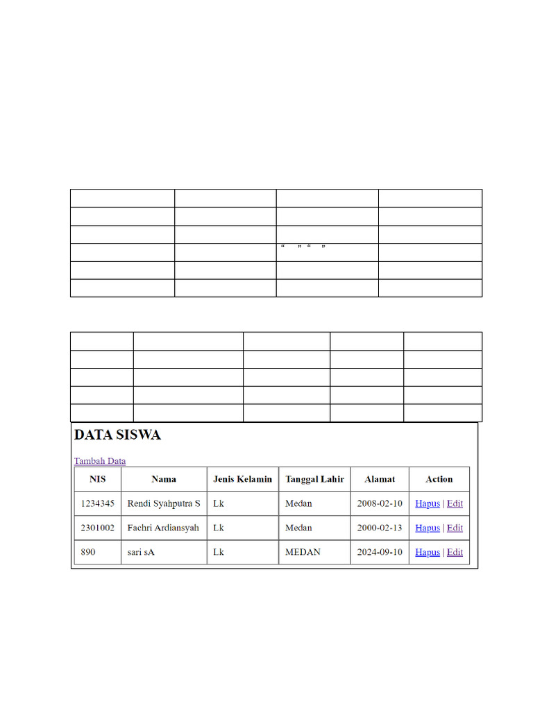 Latihan PHP Datasiswa | PDF