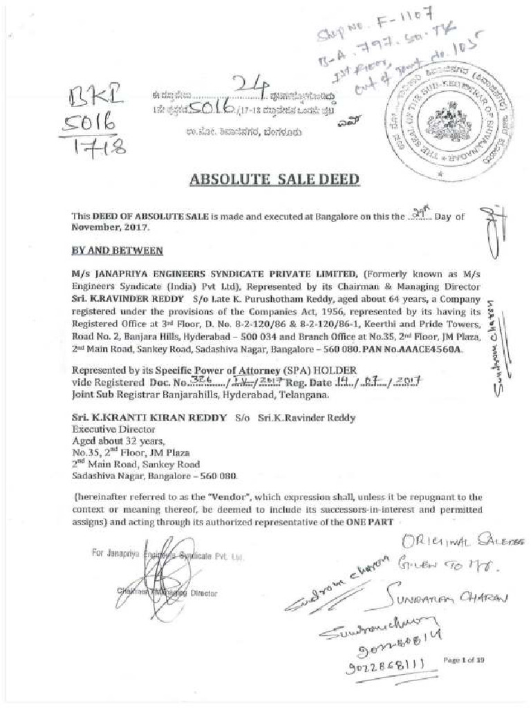 Sundram Charan Sale Deed Unit No.f-1107 | PDF