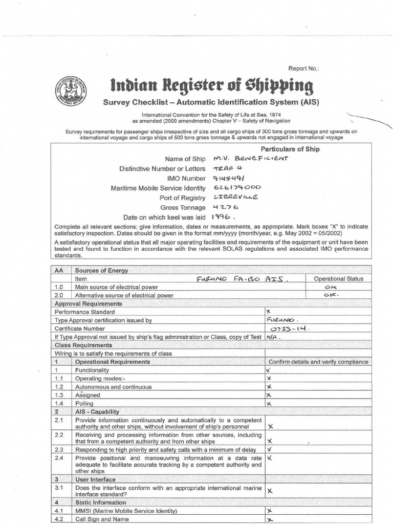 Survey Checklist Ais | PDF
