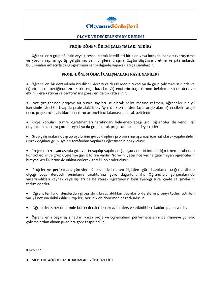 Lise Proje-DÃ Nem Ã - Devi DilekÃ e | PDF