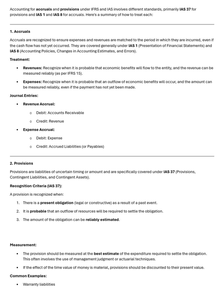 Accounting For Accruals and Provisions | PDF | International Financial Reporting Standards | Accrual
