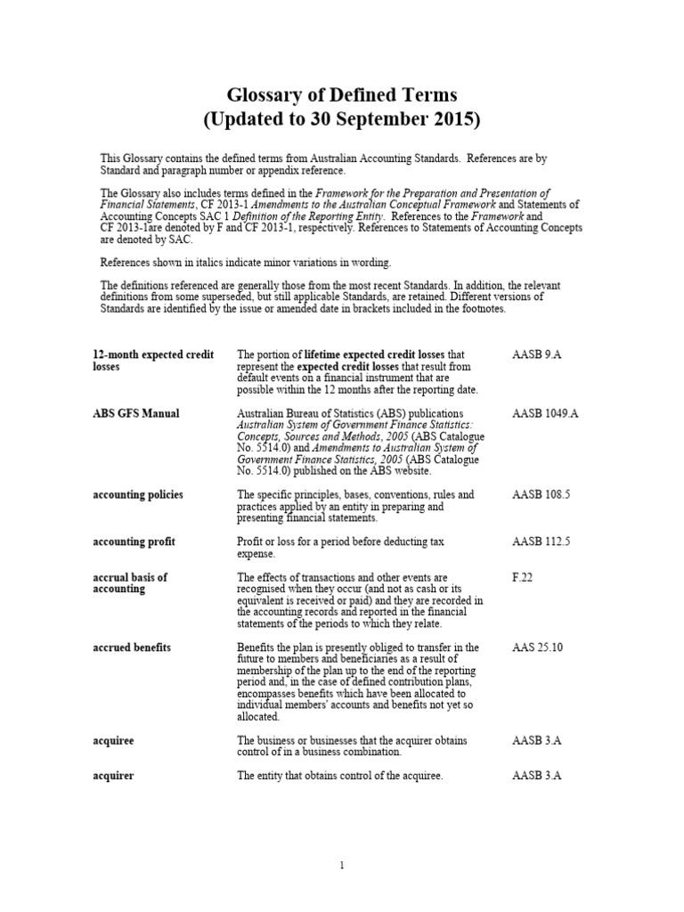Accounting Glossary of Defined Terms | PDF | Mergers And Acquisitions ...
