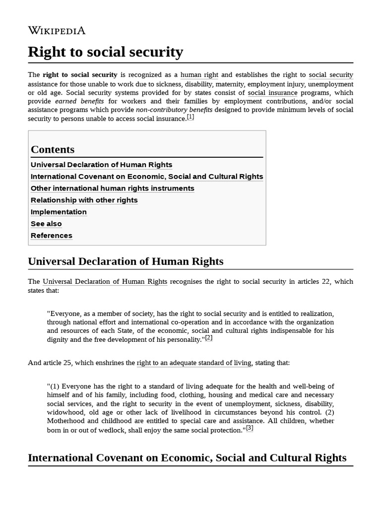 Right to Social Security Explained | PDF | Social Insurance | Social Policy