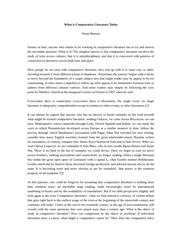 Understanding Comparative Literature Today | PDF | Translations ...