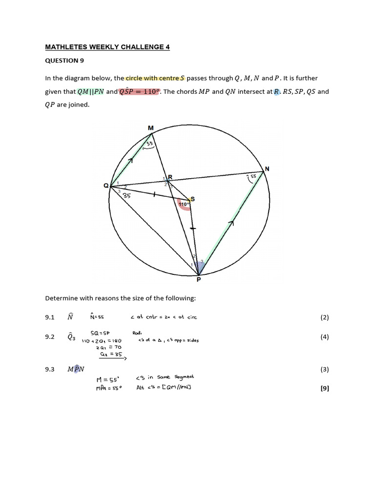 Mathletes Weekly Challenge 4 | PDF