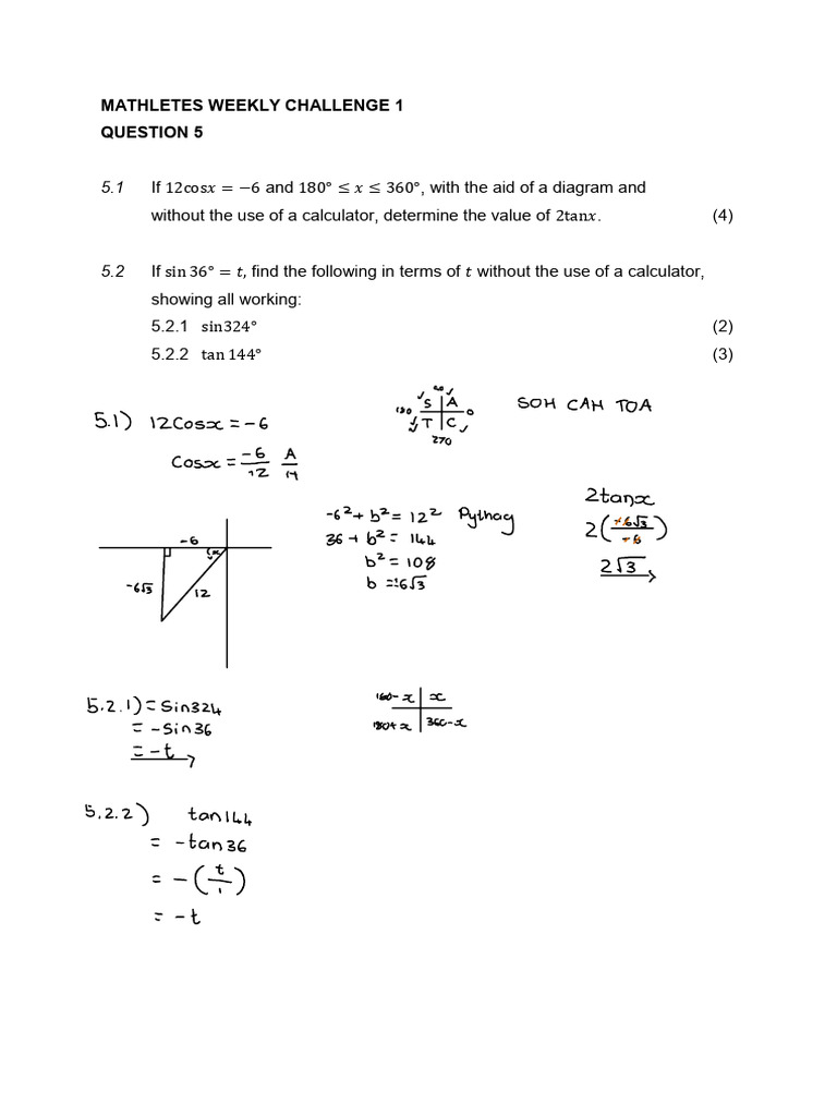 Mathletes Weekly Challenge: Trigonometry | PDF