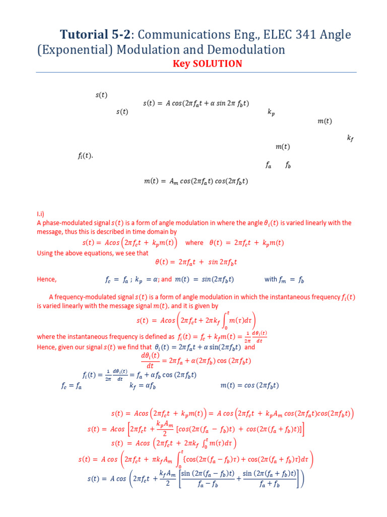 Tutorial_5_2_Chap_5_Angle_Mod_Spring_2025_Key_Solution | PDF | Frequency Modulation | Modulation