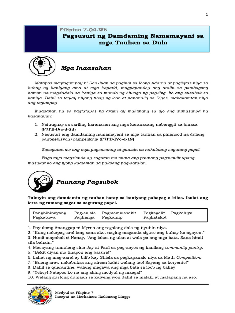 Filipino 7 Q4 Week 5 | PDF