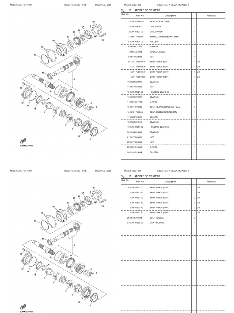 FJR1300A 2009 Middle Drive Gear Parts List | PDF | Motor Vehicle ...