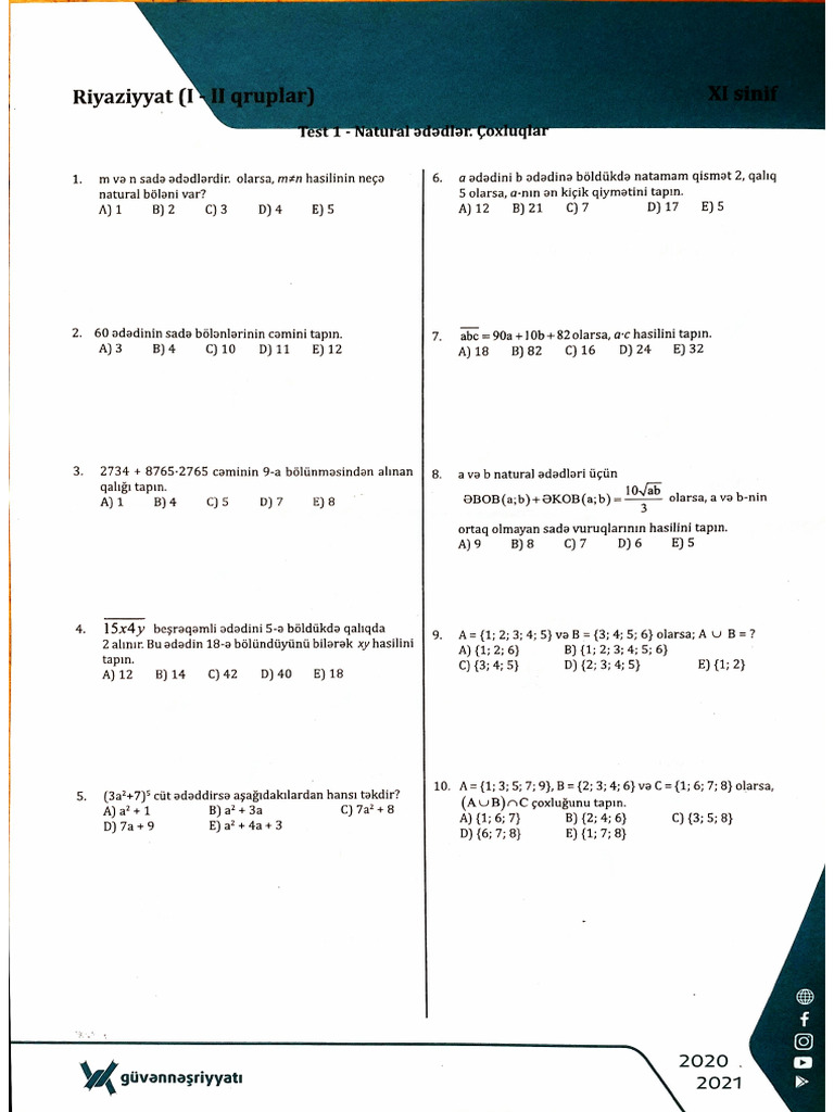 11 Sinif L VƏ LL Qrup | PDF