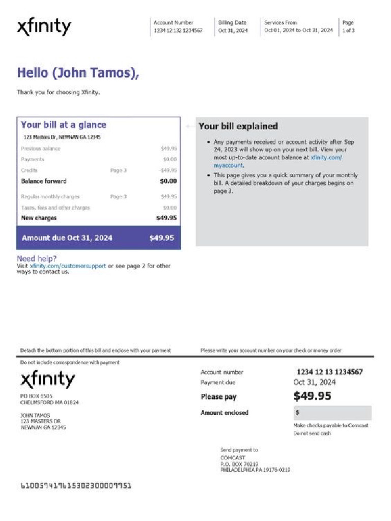 Xfinity Utility Bill | PDF