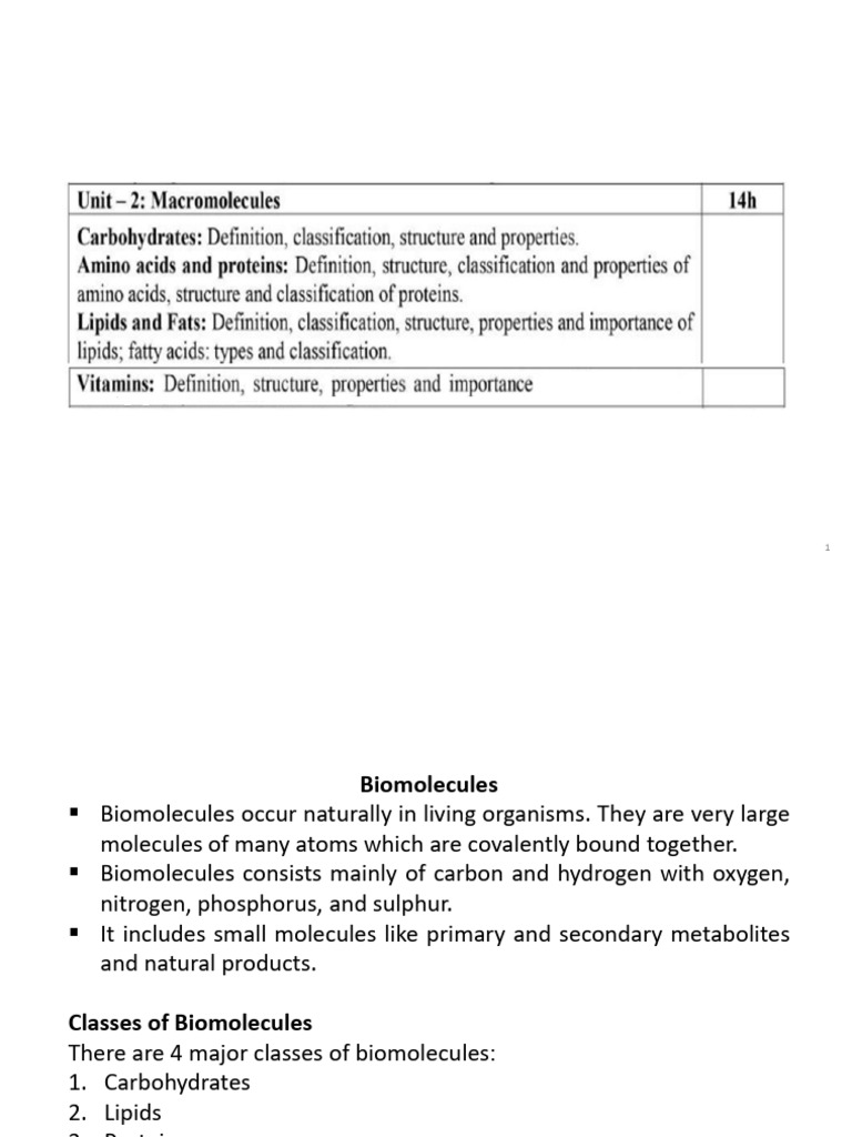 Overview of Biomolecules and Carbohydrates | PDF | Carbohydrates | Lipid