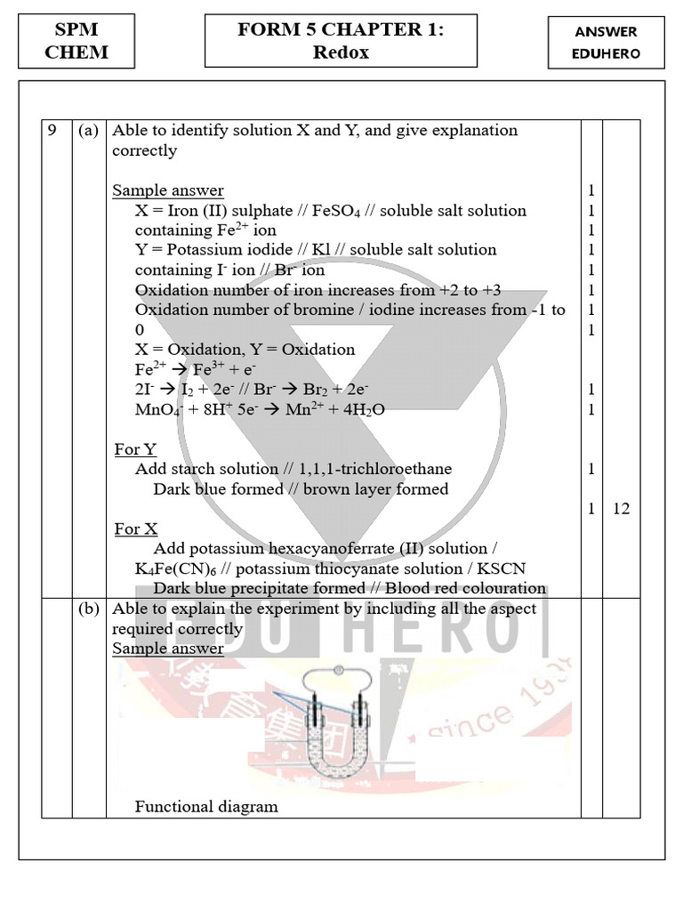Eduhero Form 5 Redox Answers | PDF | Redox | Electrochemistry