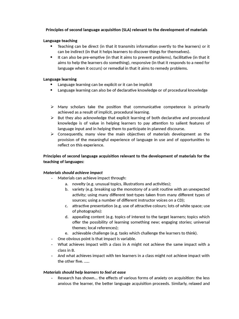 Principles of Second Language Acquisition | PDF | Second Language | Learning
