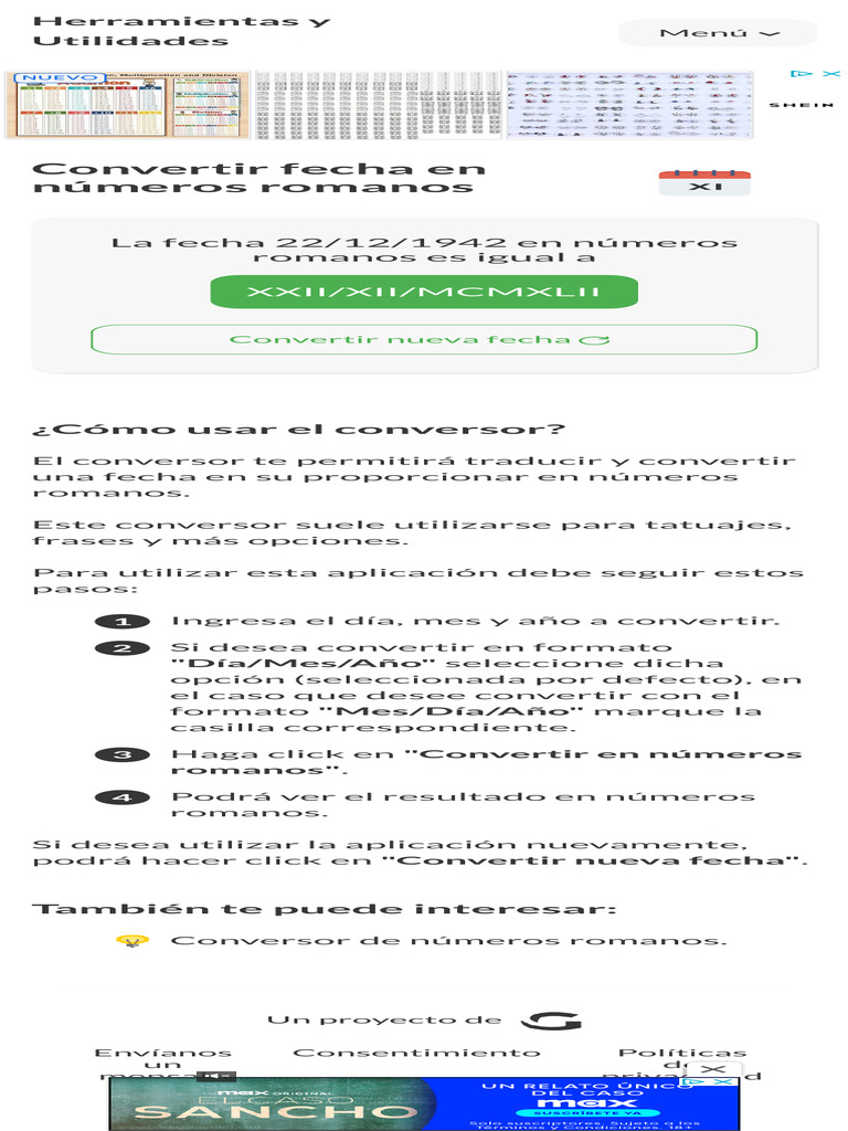 Convertir Fechas a Números Romanos | PDF