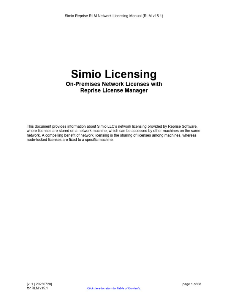 01 Simio Reprise RLM Network Licensing Manual 2023网络版安装 | PDF | World Wide Web | Internet & Web