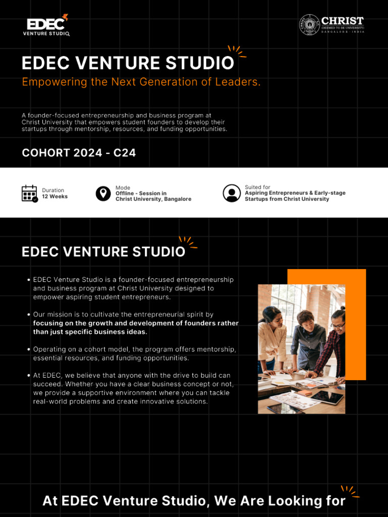 EDEC Venture Studio Program Overview | PDF | Entrepreneurship | Startup ...