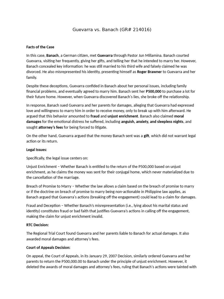 Guevarra v. Banach: Supreme Court Ruling | PDF | Damages | Cause Of Action