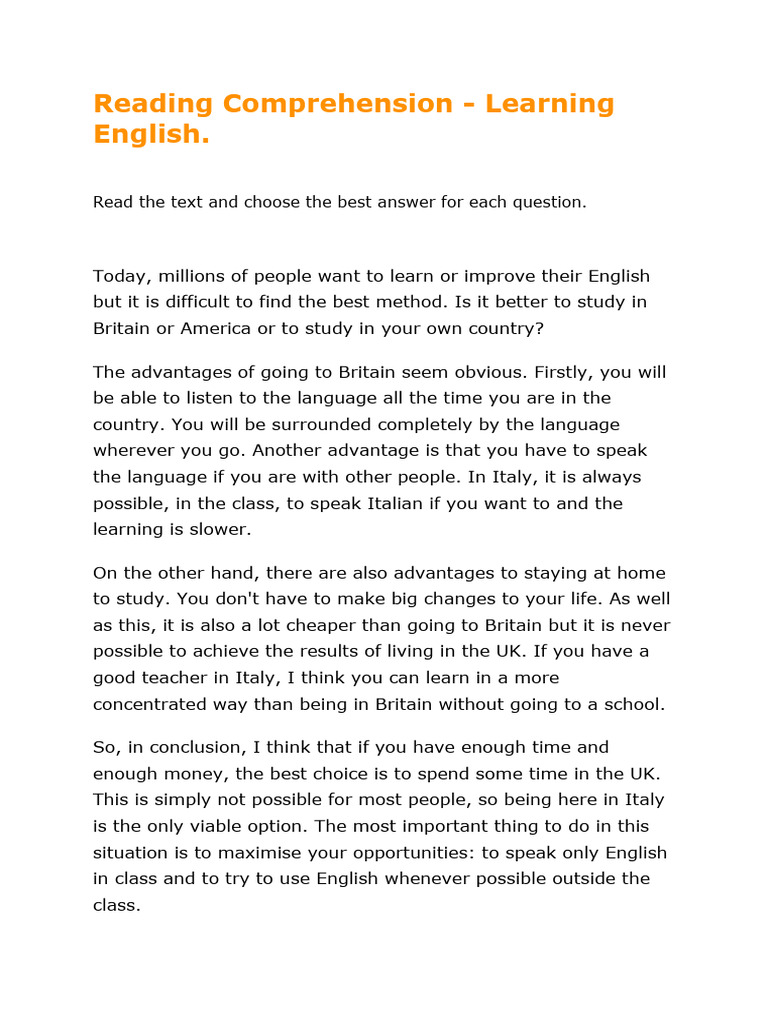 Best Methods to Learn English Today | PDF