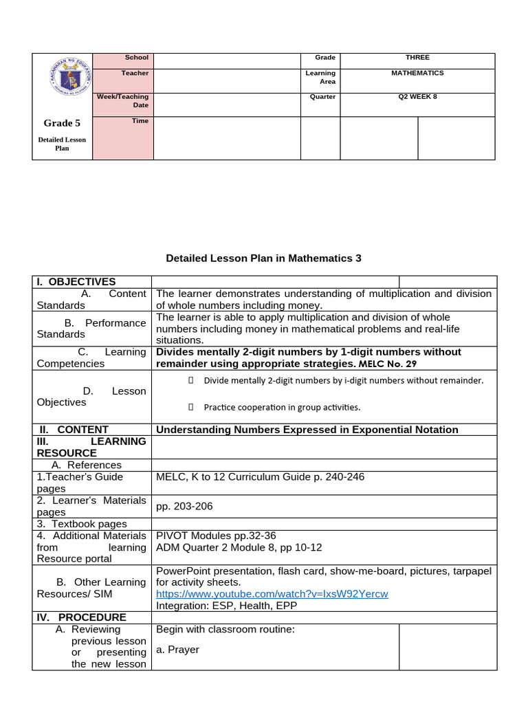 COT Math 3 Week 8 | PDF