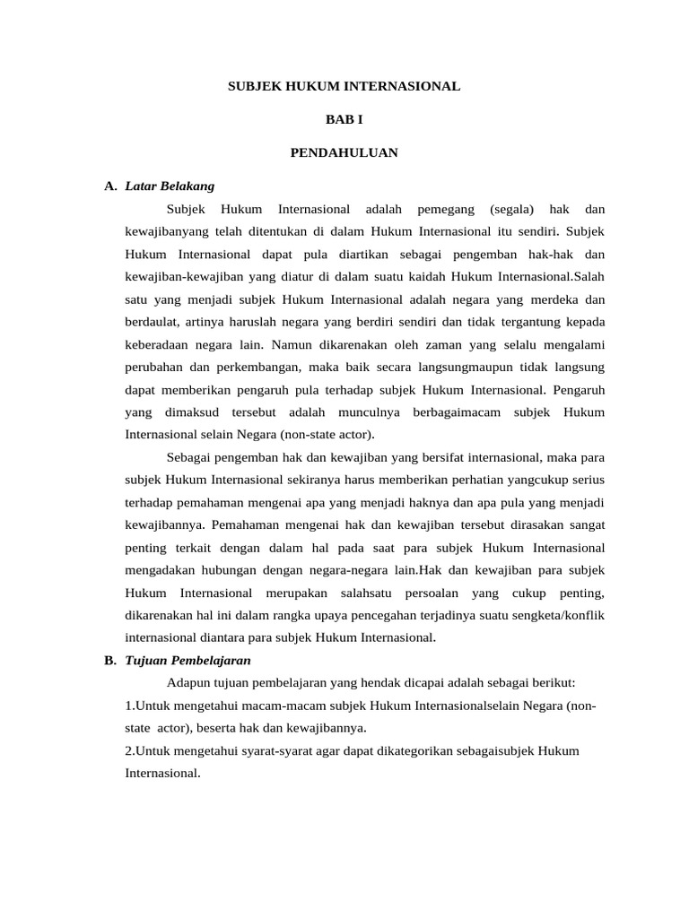 Subjek Hukum Internasional dan Vatikan | PDF