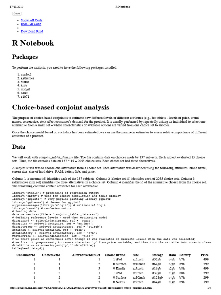 Choice Based Conjoint | PDF | Applied Mathematics | Statistical Analysis
