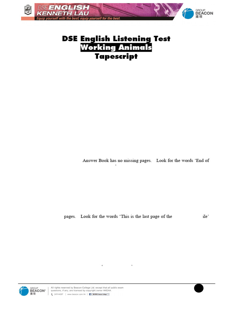 (Beacon Mock 2019) Paper 3 Tapescript | PDF | Visual Impairment | Cancer