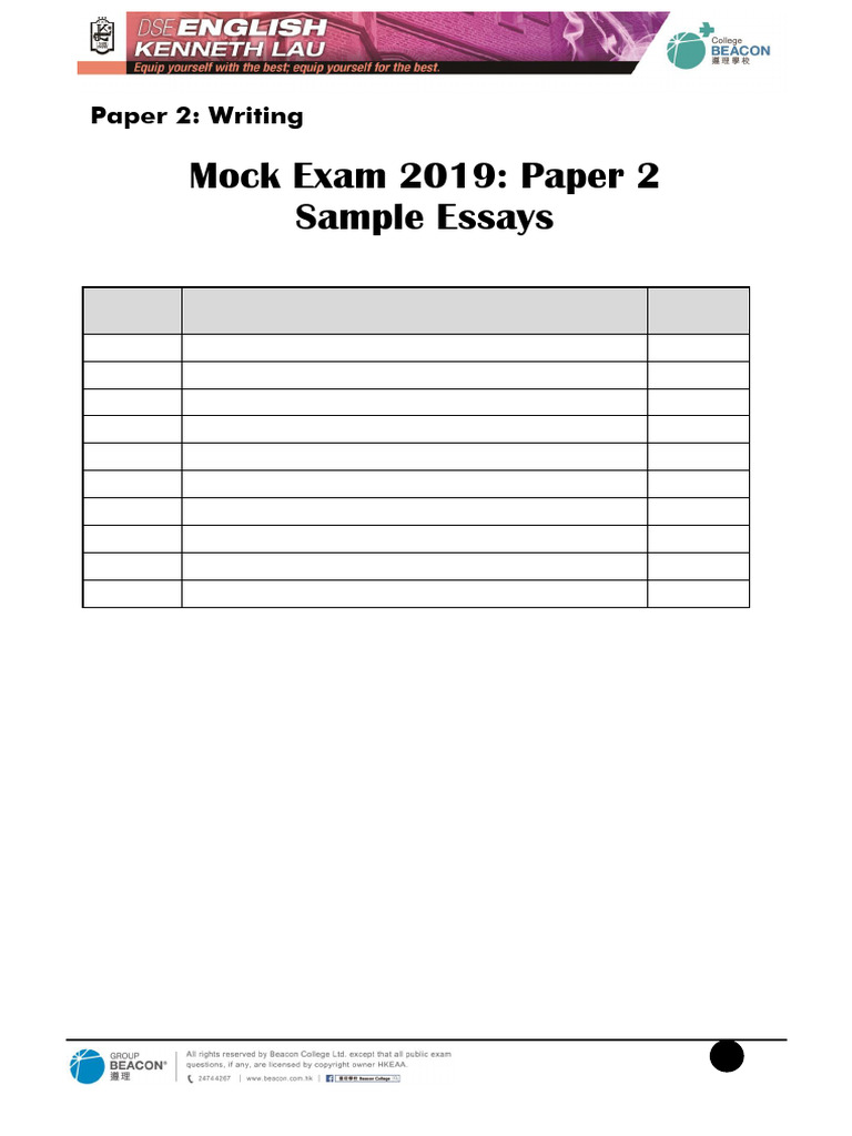 (Beacon Mock 2019) Paper 2 Sample Essays | PDF | Essays