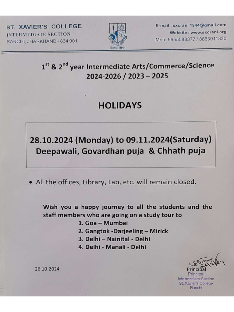 Holiday Notice | PDF