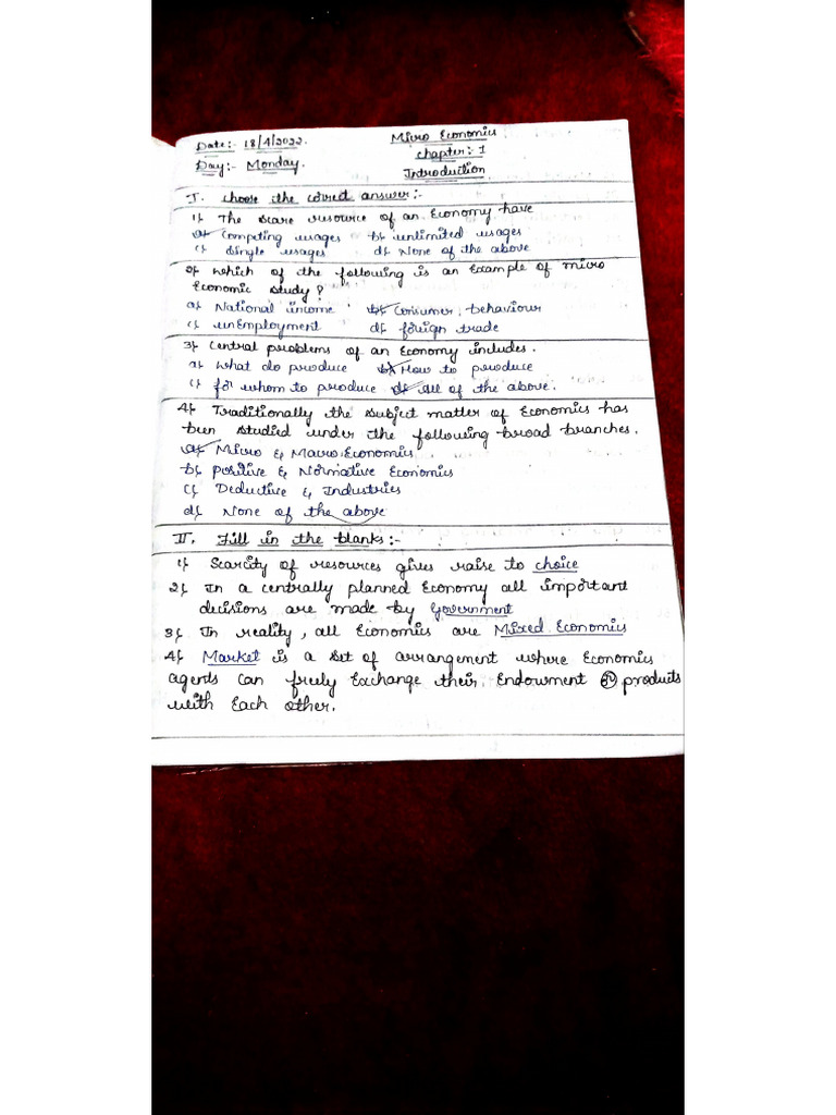 Economics 1 ST Chapter MICRO ECONOMICS | PDF