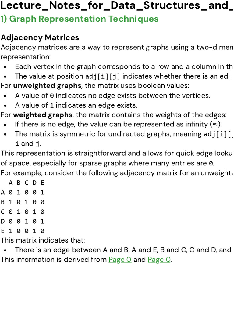 Graph Representation: Adjacency Matrices | PDF | Vertex (Graph Theory) | Matrix (Mathematics)
