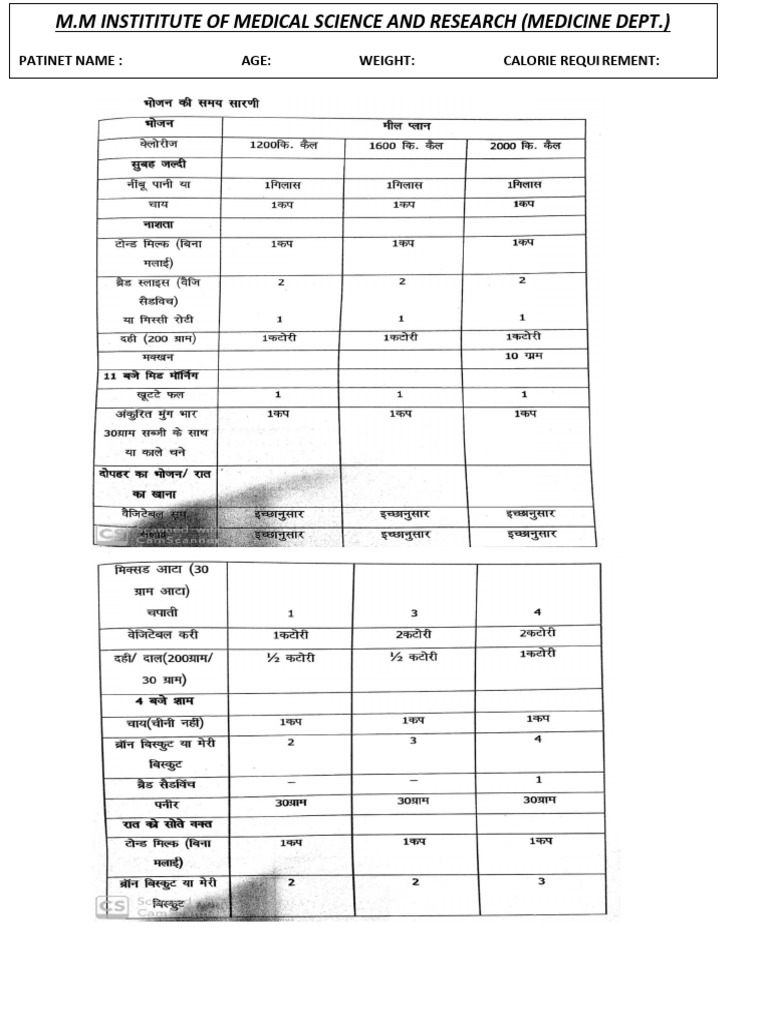 Diabetic Chart | PDF