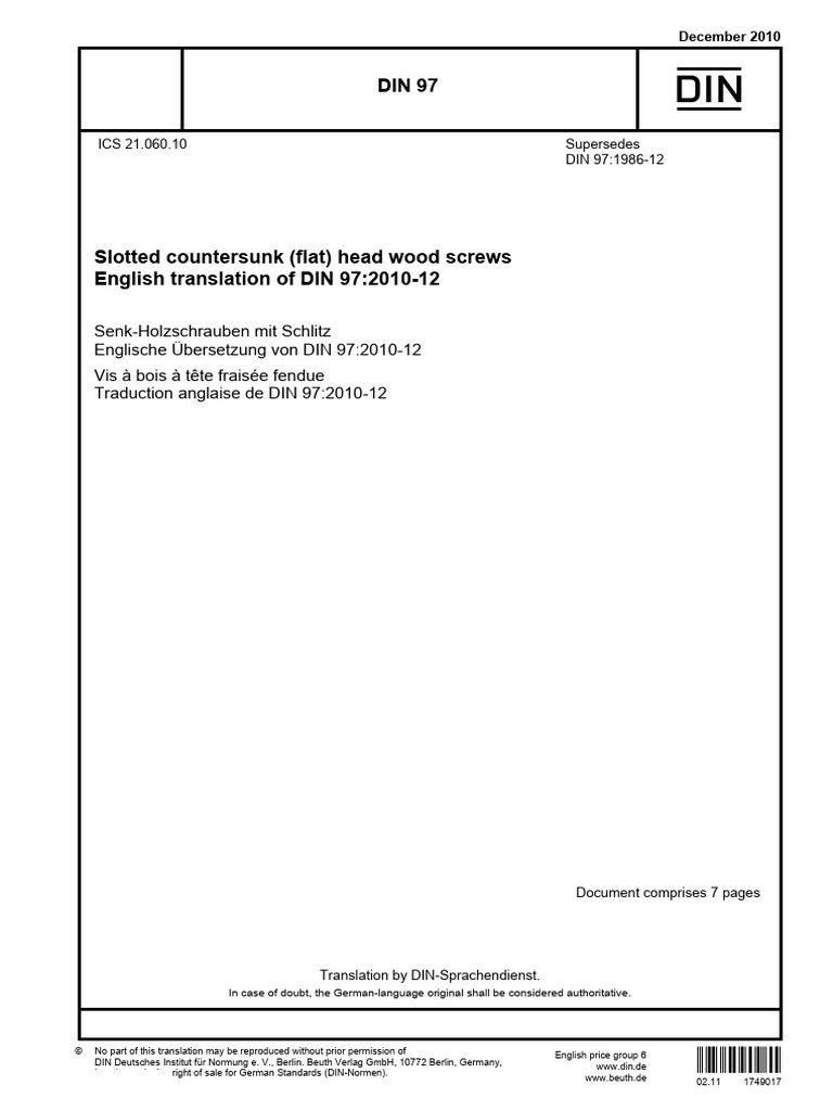 Din 97 | PDF | Screw | Metalworking