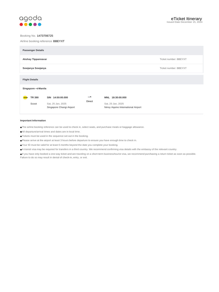 F2 - Scoot - BBEYXT - SIN - MNL - Ticket | PDF