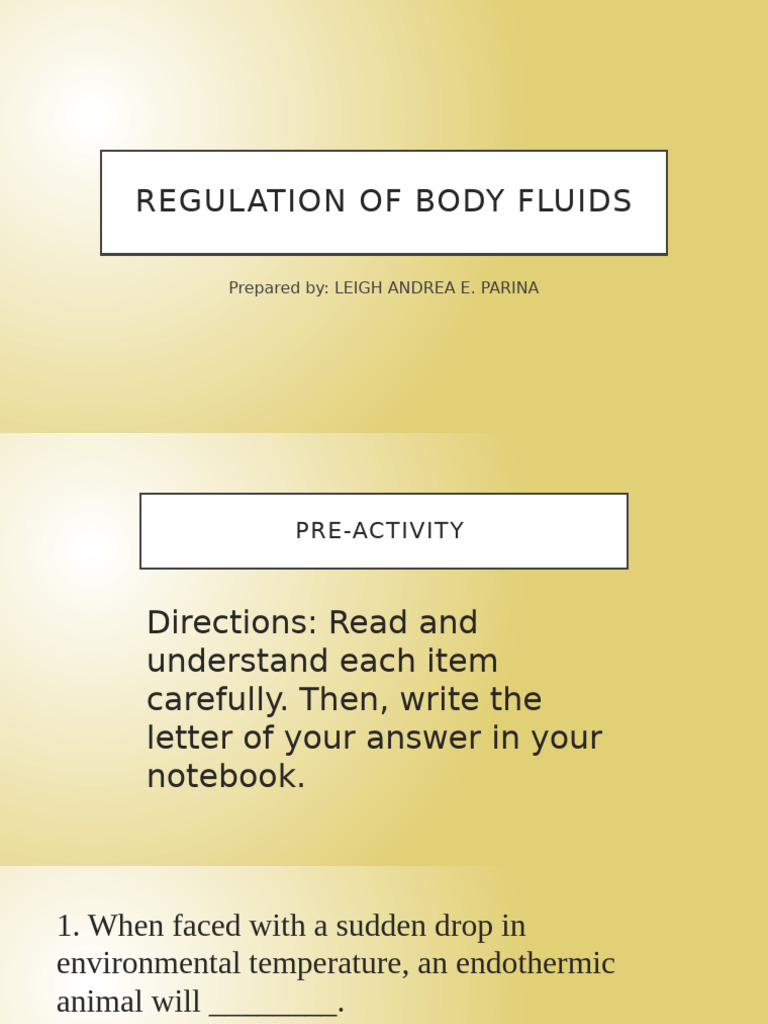 Regulation of Body Fluids | PDF | Osmosis | Homeostasis