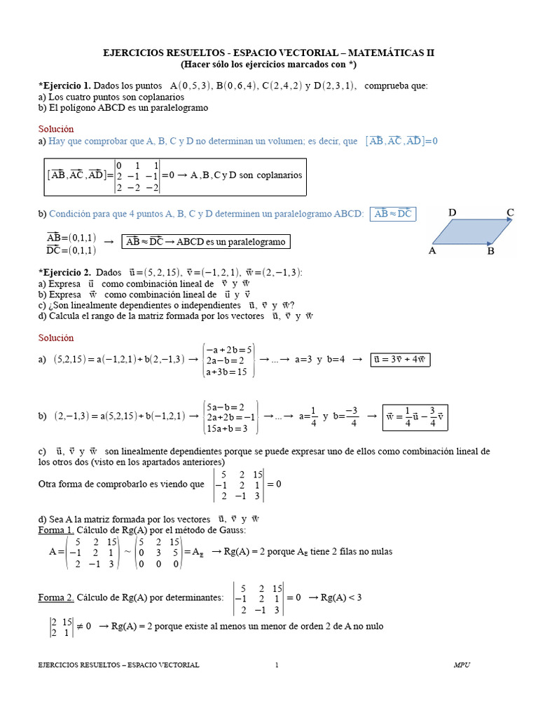 Ejercicios Esp Vectorial Pdf Vector Euclidiano Física Matemática