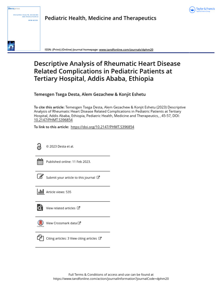 Descriptive Analysis of Rheumatic Heart Disease Related Complications ...