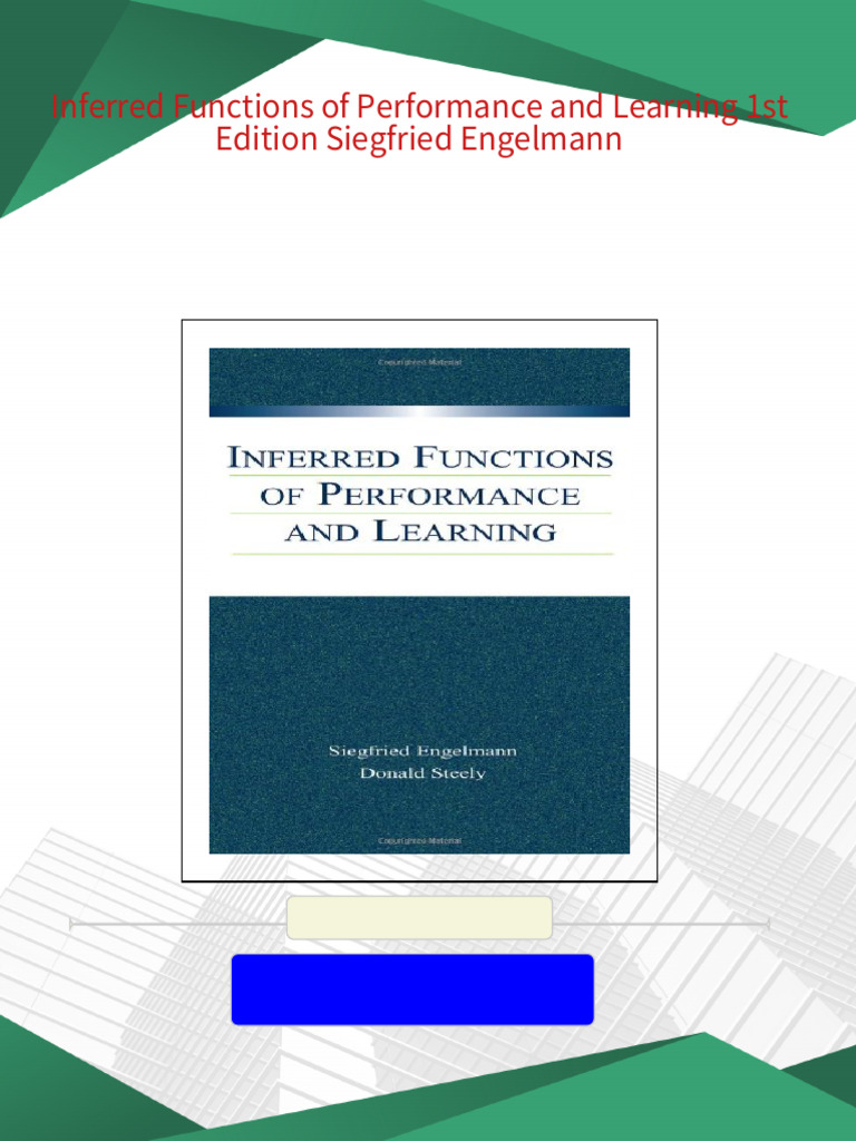 Inferred Functions of Performance and Learning 1st Edition Siegfried ...