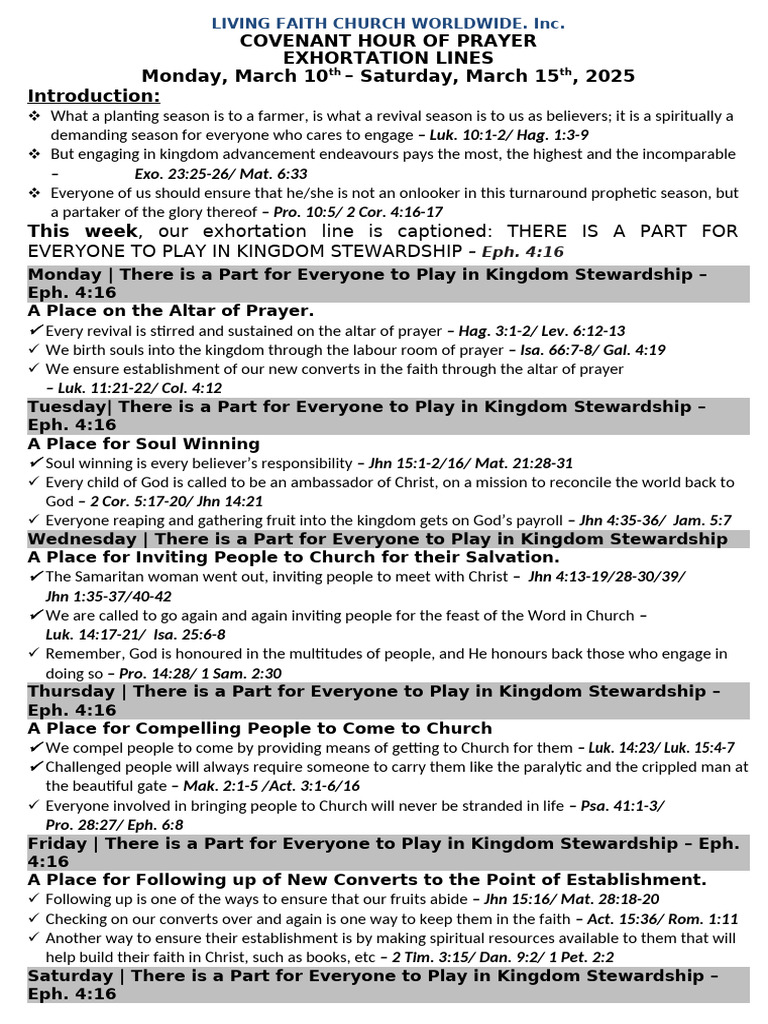 Chop Exhortation Line - 10.03.25 | PDF | Abrahamic Religions | Theology